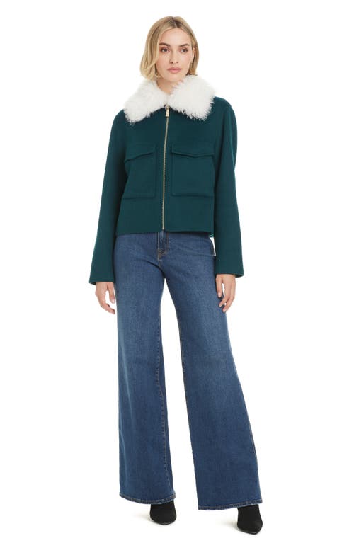 KATE SPADE NEW YORK Kate Spade Wool Blend Jacket with Removable Faux Shearling Collar